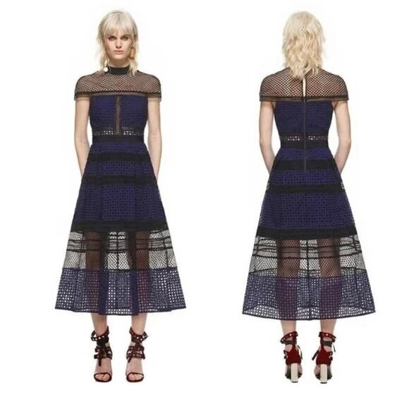 Self-Portrait | Dresses | Self Portrait Semi Sheer A Line Short Sleeve ...